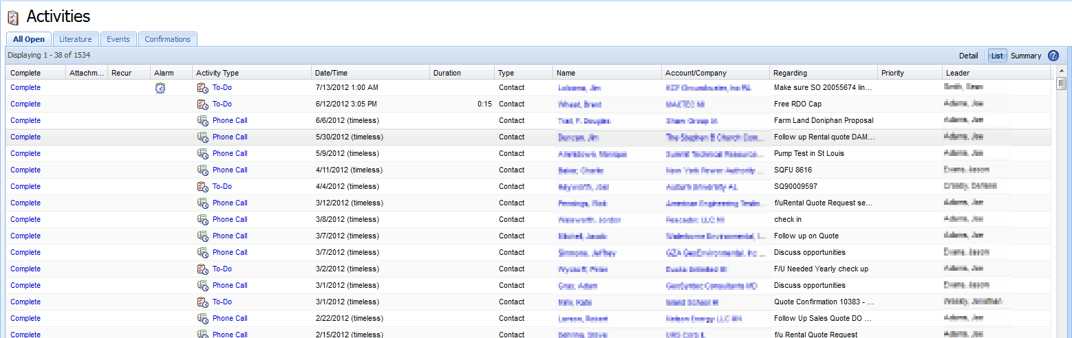 Modifying The Activities Main View Page In The Saleslogix Web Client Customer Fx